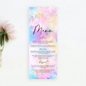 Pastel Menu Pastel Rainbow Menu Template Colorful Pastel Table Decor ...
