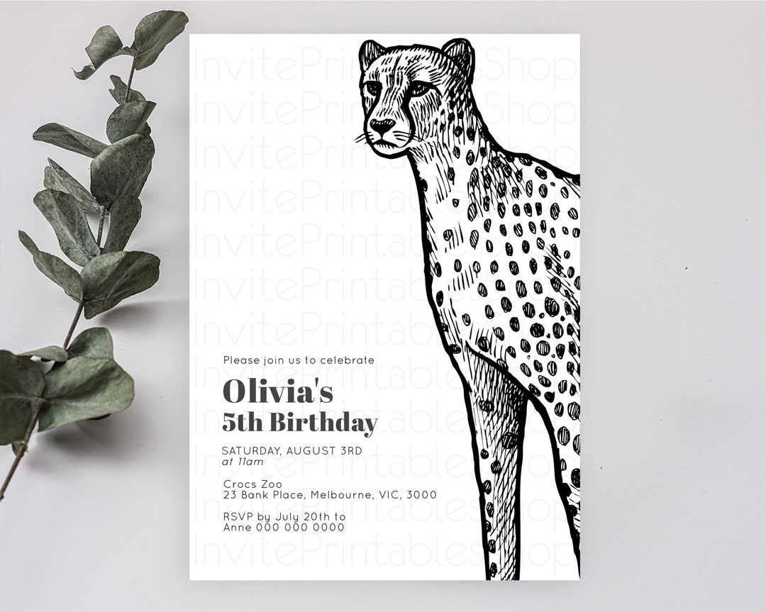 Cheetah Birthday Invitation Cheetah Invitation Cheetah Birthday Cheetah ...