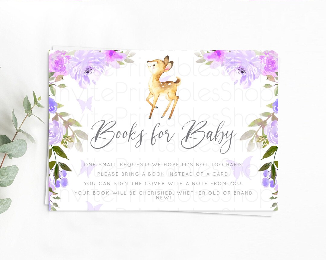 Fawn Books for Baby Card Deer Book Insert Floral Deer Book Card ...