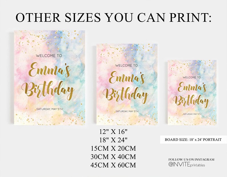 Rainbow Welcome Sign Pastel Watercolor Welcome Board Gold - Etsy