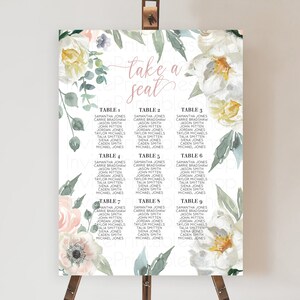 Secret Garden Seating Chart Wildflower Seating Chart Pastel White ...