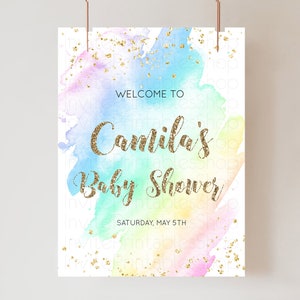 Pastel Baby Shower Welcome Sign Pastel Rainbow Welcome Sign Colorful ...