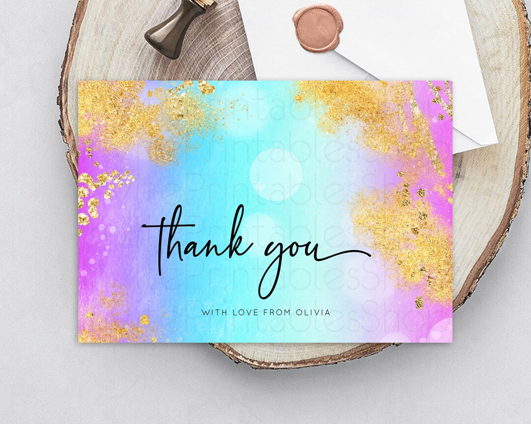 Pastel Thank You Rainbow Thank You Card Colorful Pastel Birthday Thank ...