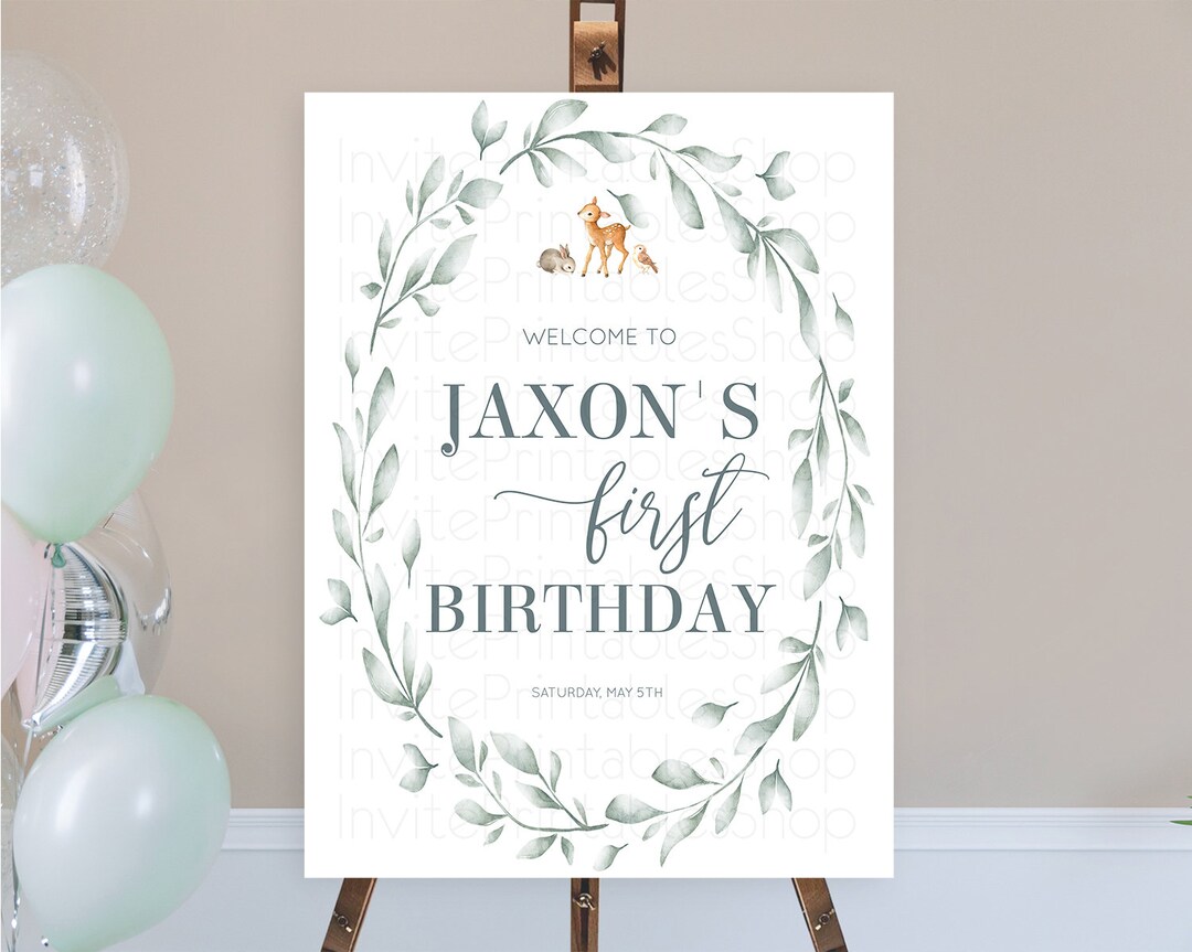 Fawn Welcome Sign Deer Welcome Board Floral Deer Welcome Poster ...