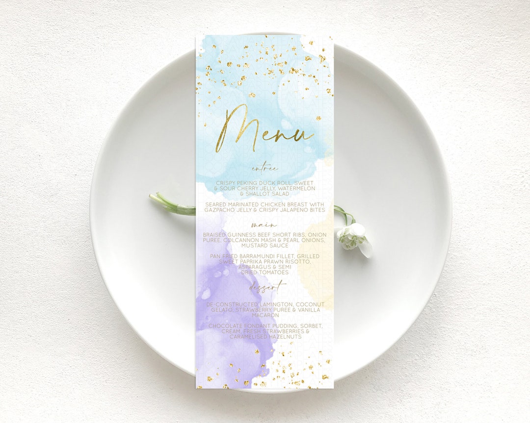 Pastel Menu Pastel Rainbow Menu Template Colorful Pastel Table Decor ...