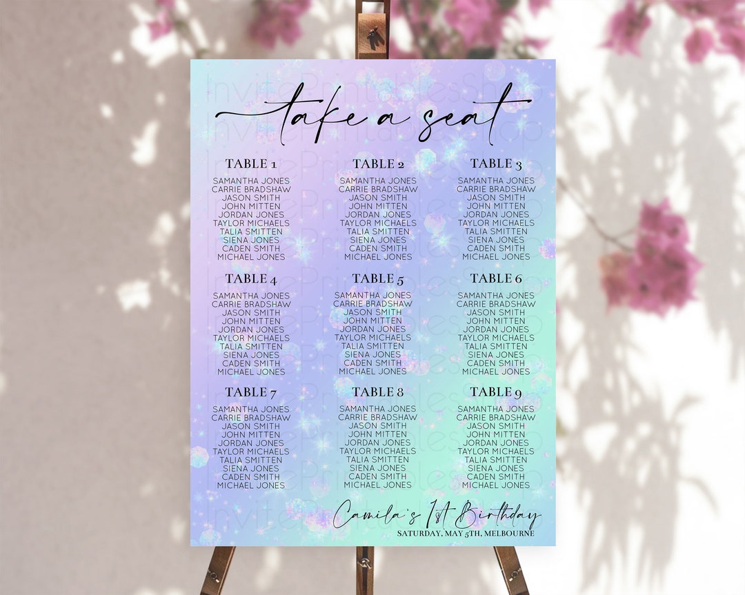 Rainbow Seating Chart Pastel Seating Chart Iridescent Sprinkles ...