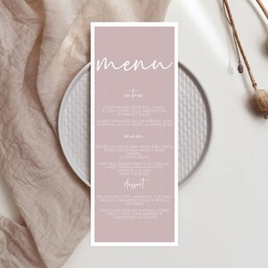 Pink Menu Pastel Pink Menu Template Pink Minimalist Table Decor Modern ...