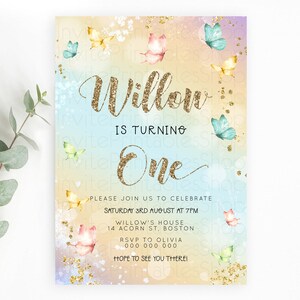 Pastel Butterfly Birthday Invitation Butterfly Birthday Invitation ...