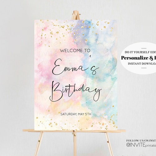 Rainbow Welcome Board Watercolor Pastel Welcome Sign Colorful - Etsy