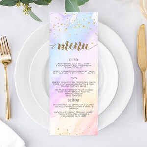 Pastel Menu Pastel Rainbow Menu Template Colorful Pastel Table Decor ...