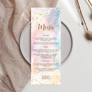 Pastel Menu Pastel Rainbow Menu Template Colorful Pastel Table Decor ...