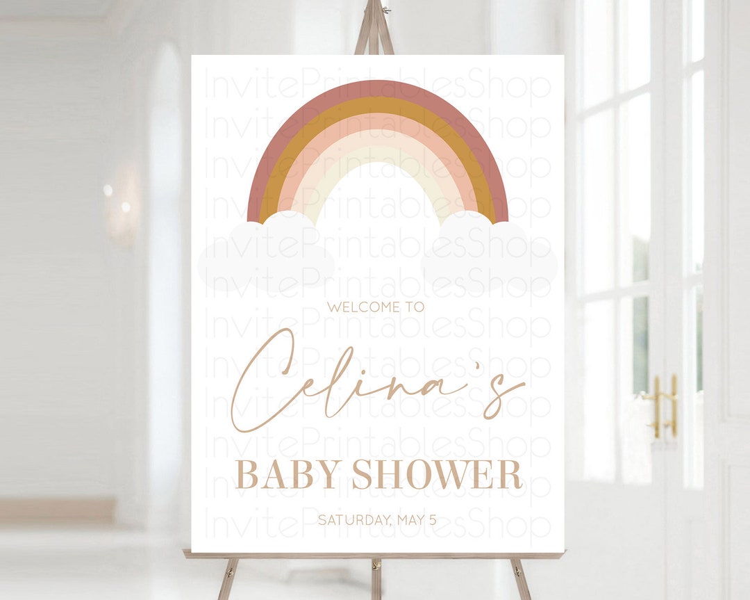 Pastel Rainbow Baby Shower Welcome Sign Boho Rainbow Welcome Board ...
