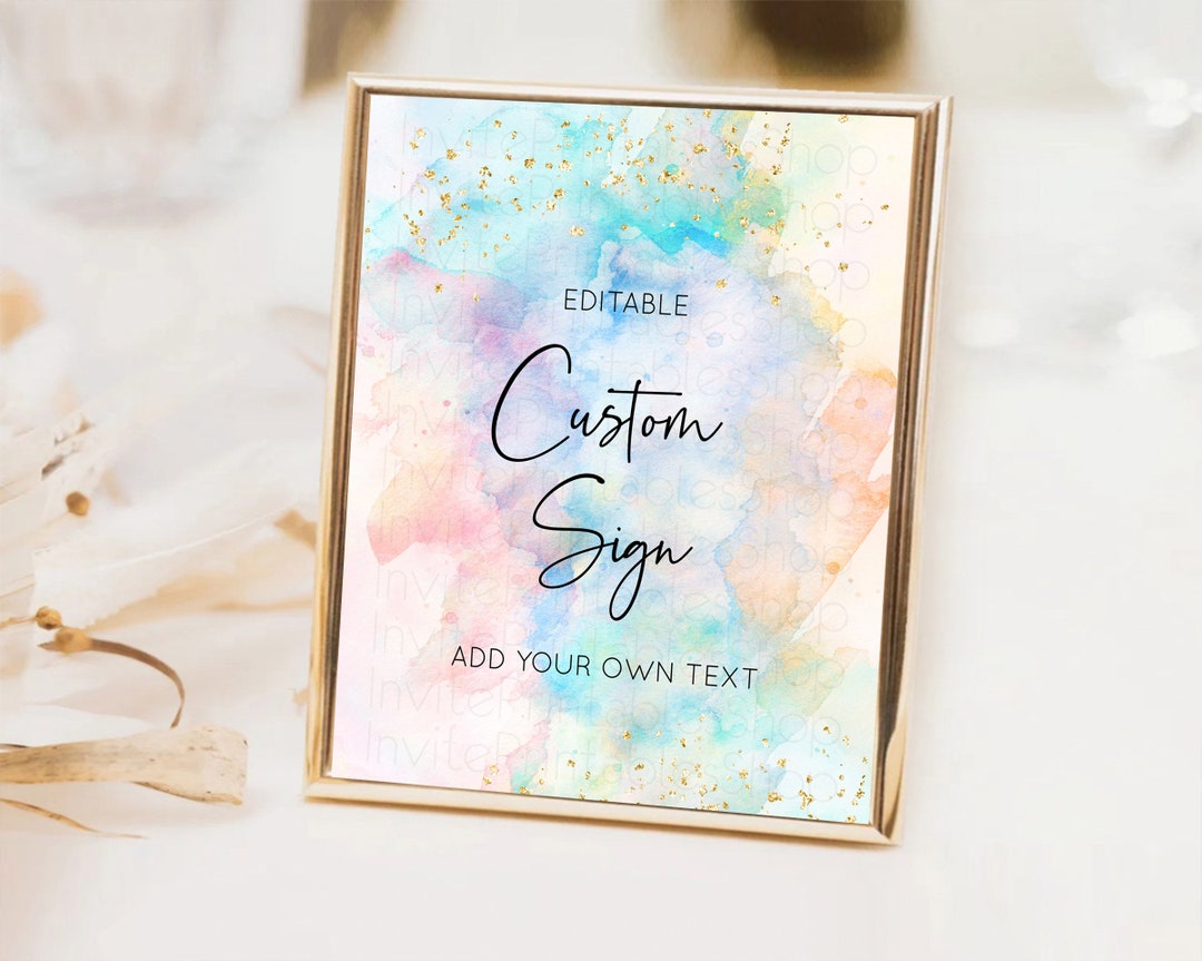 Pastel Sign Ombre Table Sign Decor Pastel Ombre Rainbow Watercolor ...