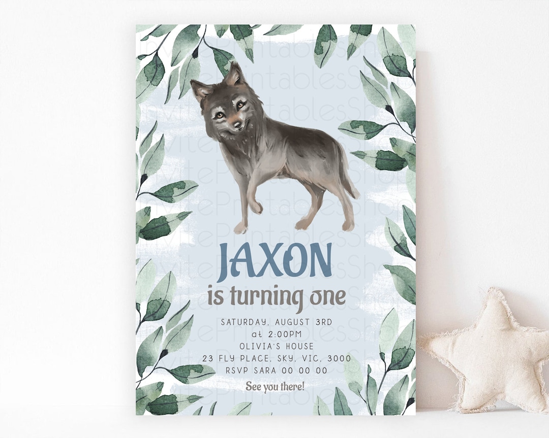 Wolf Birthday Invitation Wolf Invitation Pastel Wolf Birthday Enchanted ...