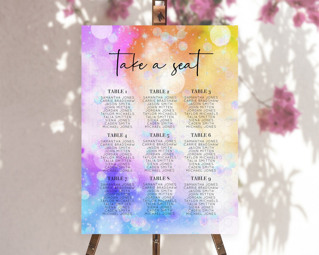 Rainbow Seating Chart Pastel Seating Chart Iridescent Sprinkles ...