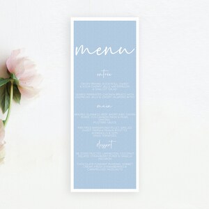 Blue Menu Pastel Blue Menu Template Blue Minimalist Table Decor Modern ...