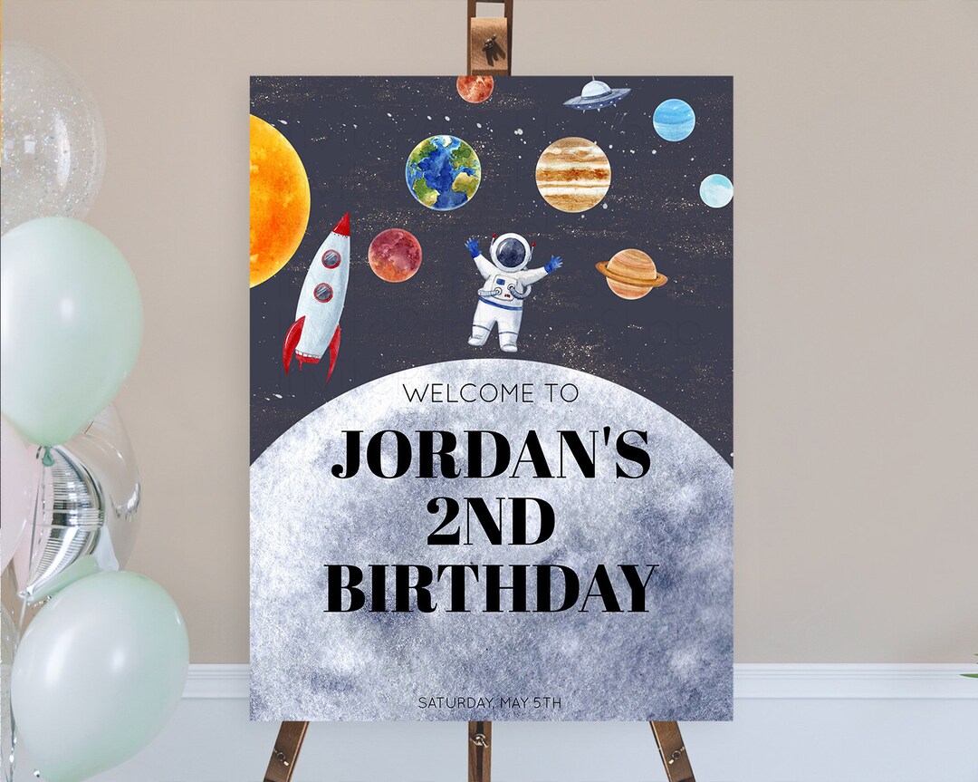 Space Birthday Welcome Sign Space Welcome Board First Trip Around the ...