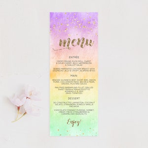 Pastel Menu Pastel Rainbow Menu Template Colorful Pastel Table Decor ...