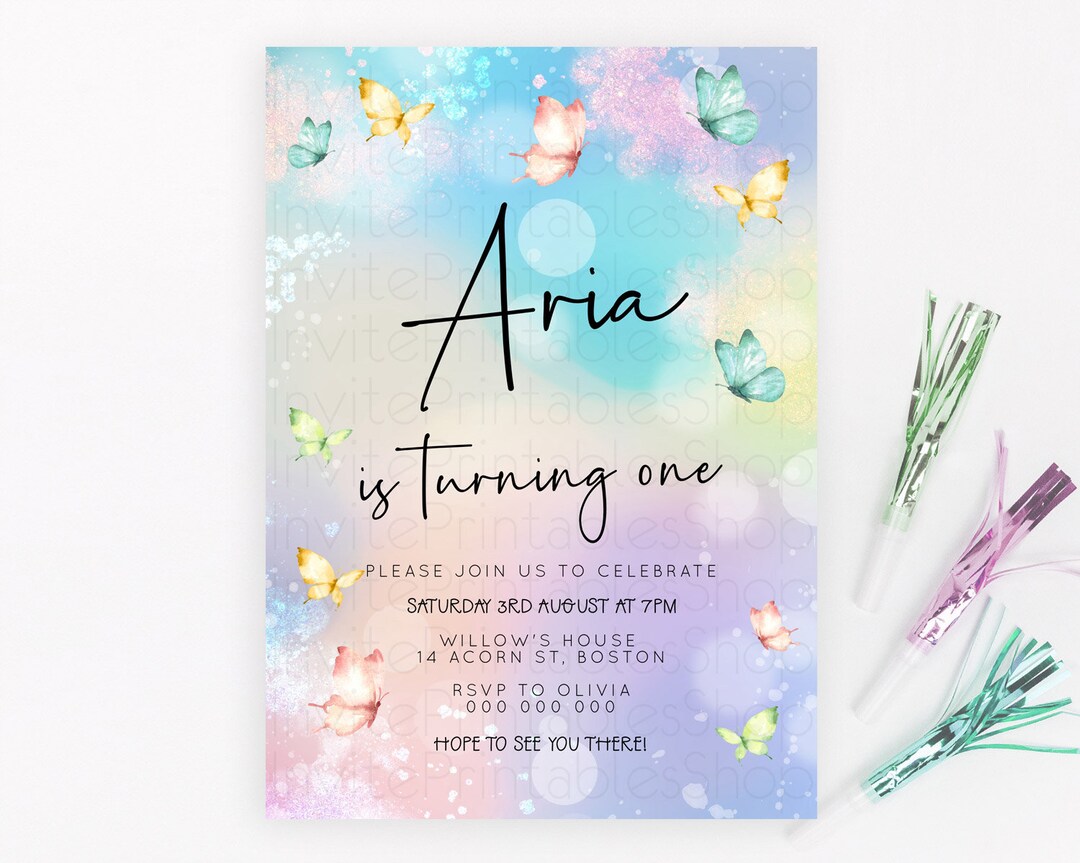 Pastel Butterfly Birthday Invitation Butterfly Birthday Invitation ...