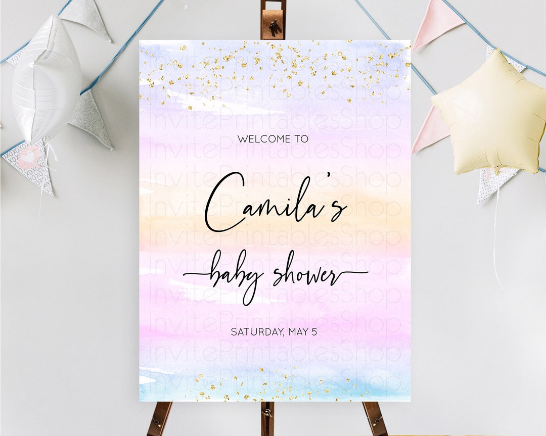 Pastel Baby Shower Welcome Sign Pastel Rainbow Welcome Sign Colorful ...