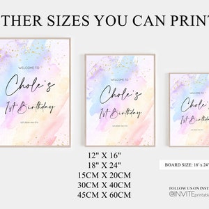 Rainbow Welcome Sign Pastel Watercolor Welcome Board Gold Glitter ...