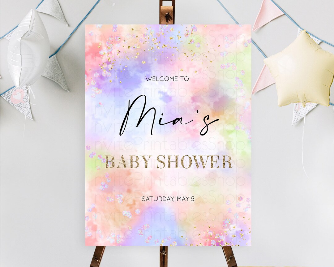Pastel Baby Shower Welcome Sign Pastel Rainbow Welcome Sign Colorful ...