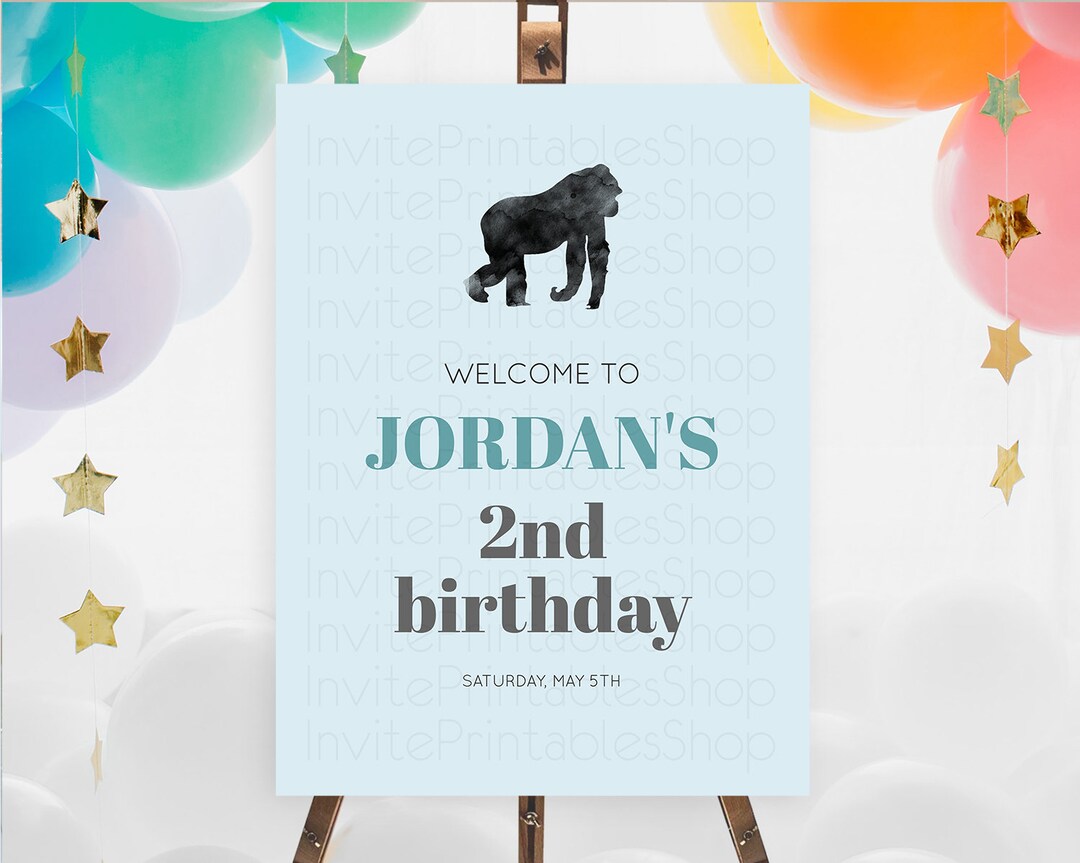 Gorilla Welcome Sign Gorilla Welcome Board Gorilla Party Welcome Poster ...