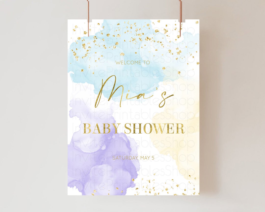 Pastel Baby Shower Welcome Sign Pastel Rainbow Welcome Sign Colorful ...