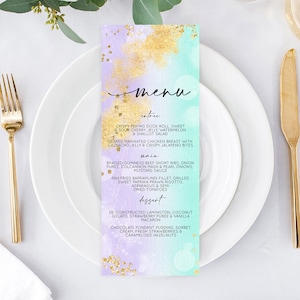 Pastel Menu Pastel Rainbow Menu Template Colorful Pastel Table Decor ...