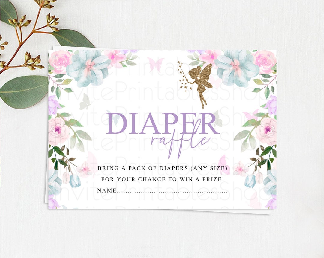 Fairy Diaper Raffle Card Fairy Diaper Insert Enchanted Garden Fairy ...