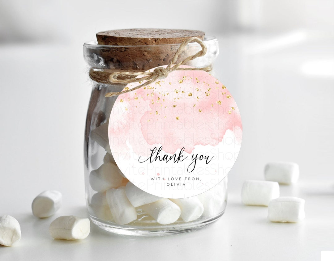 Pink Thank You Tags Pink Watercolor Thank You Gift Tags Pastel Pink ...