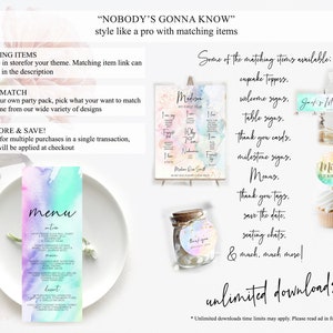Pastel Menu Pastel Rainbow Menu Template Colorful Pastel Table - Etsy