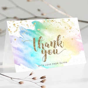 Pastel Thank You Rainbow Thank You Card Colorful Pastel Birthday Thank ...
