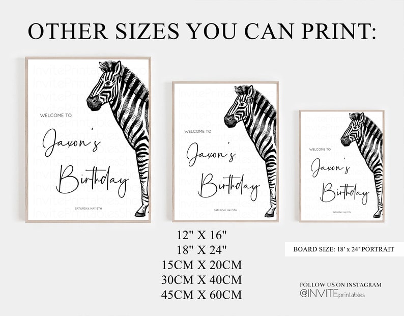 Zebra Welcome Sign Black White 1st Birthday Board White | Etsy