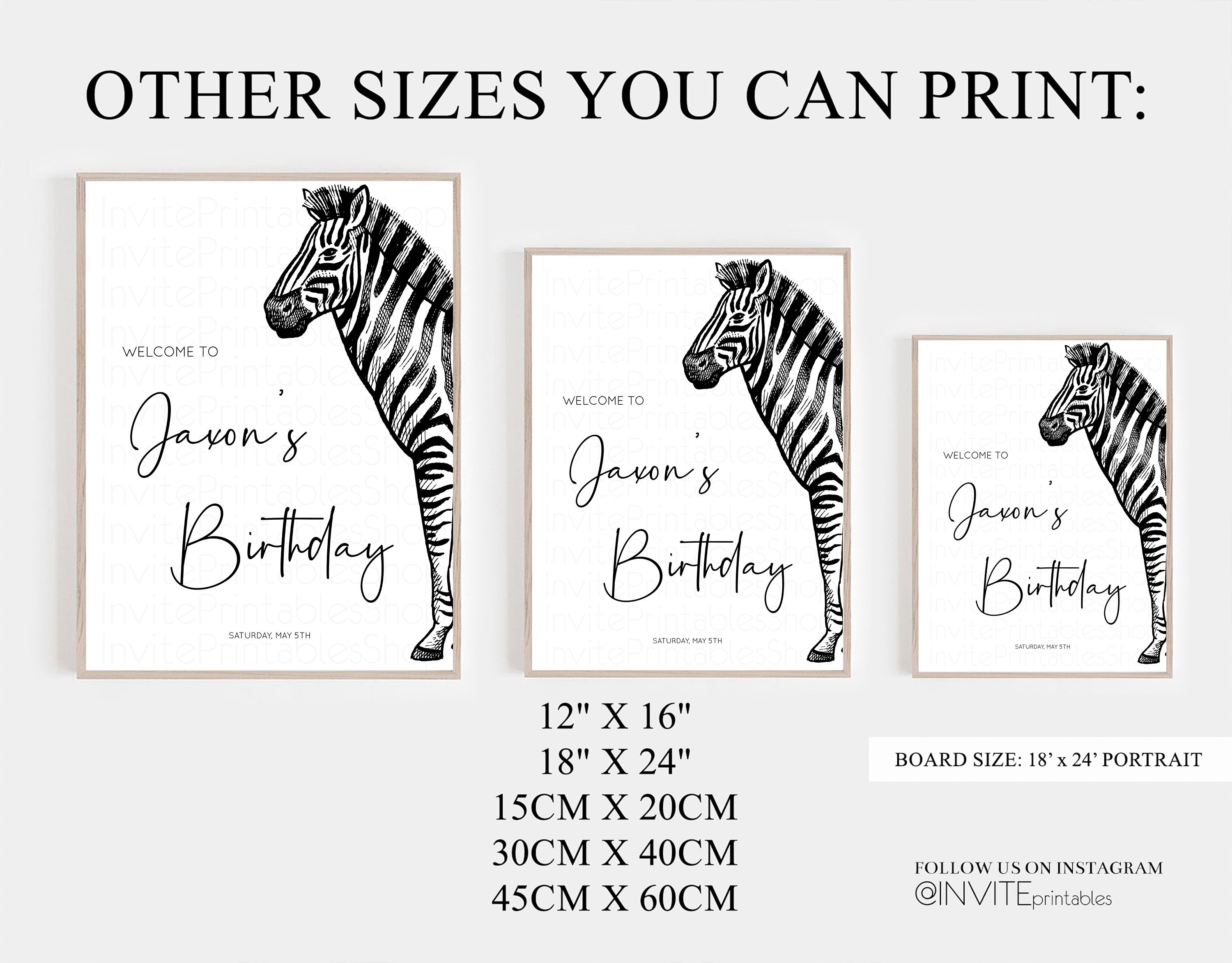 Zebra Welcome Sign Black White 1st Birthday Board White - Etsy