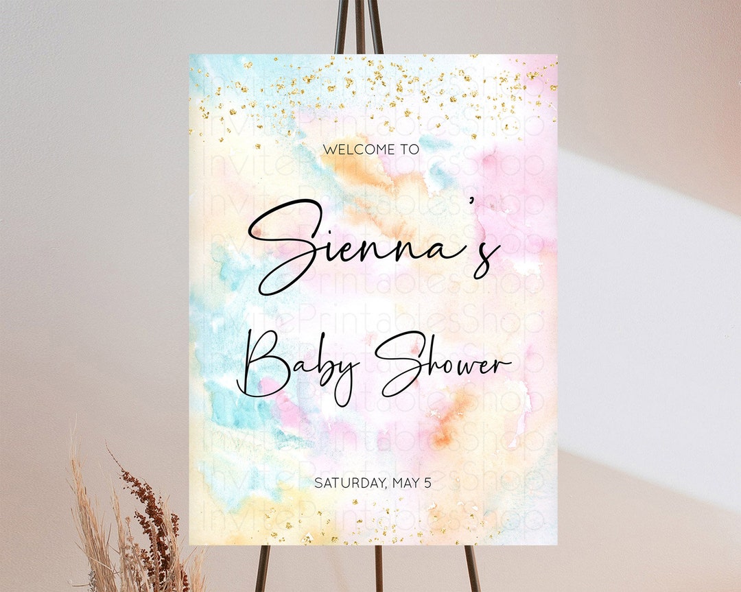 Pastel Baby Shower Welcome Sign Pastel Rainbow Welcome Sign Colorful ...