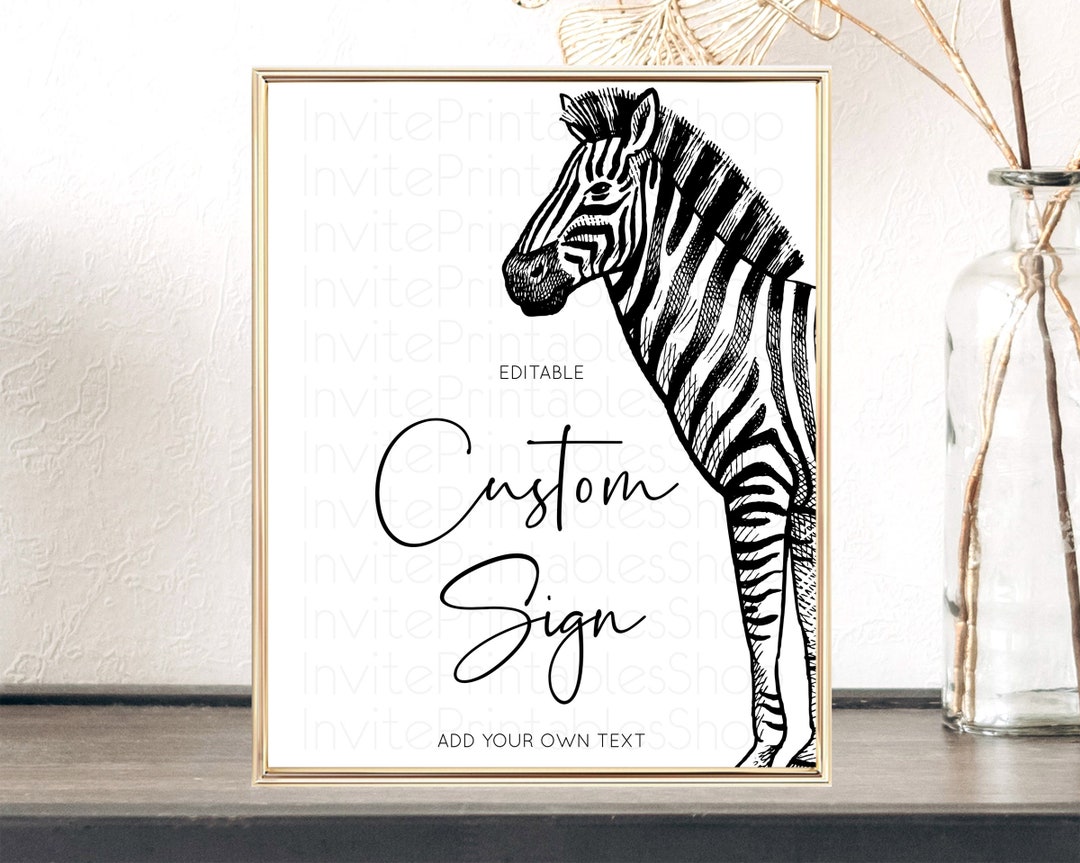 Zebra Sign Zebra Table Sign Decor Zebra Party Sign Template Safari ...