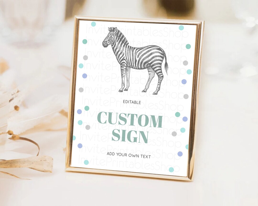 Zebra Sign Zebra Table Sign Decor Zebra Party Sign Template Safari ...