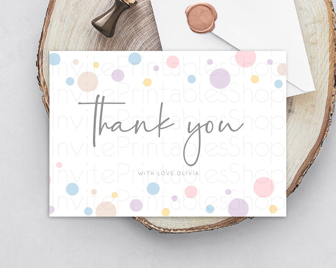 Rainbow Thank You Pastel Thank You Card Pastel Rainbow Birthday Thank ...
