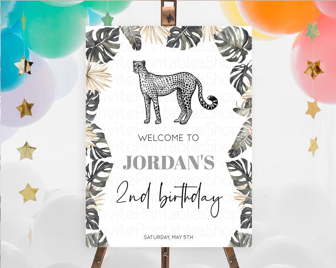 Cheetah Welcome Sign Cheetah Welcome Board Cheetah Party Welcome Poster ...