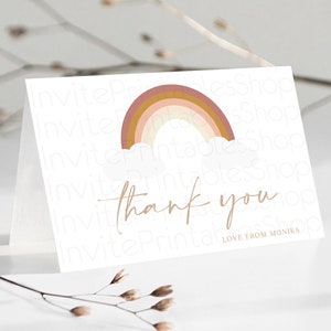Pastel Rainbow Thank You Boho Rainbow Thank You Card Rainbow Birthday ...