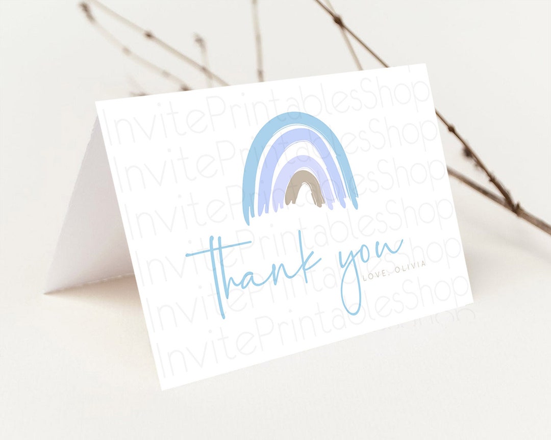 Pastel Rainbow Thank You Boho Rainbow Thank You Card Rainbow Birthday ...