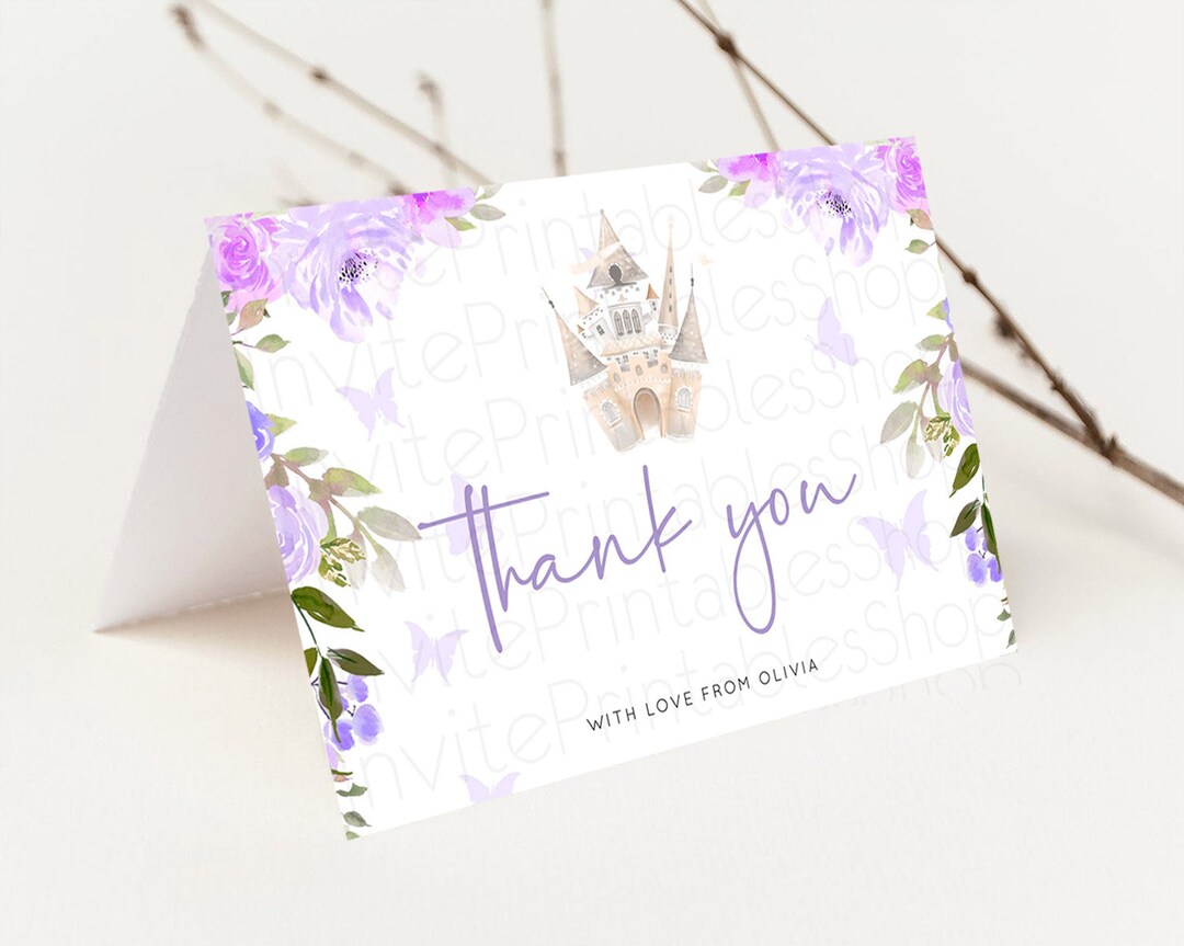 Princess Thank You Castle Thank You Card Secret Garden Birthday Thank ...