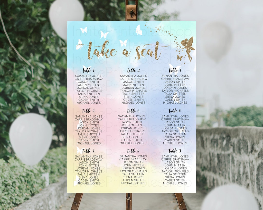 Fairy Seating Chart Pastel Fairy Seating Chart Fairy Tea Party Fairy ...