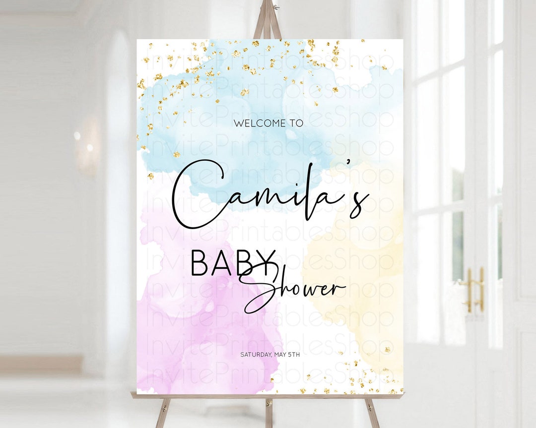 Pastel Baby Shower Welcome Sign Pastel Rainbow Welcome Sign Colorful ...