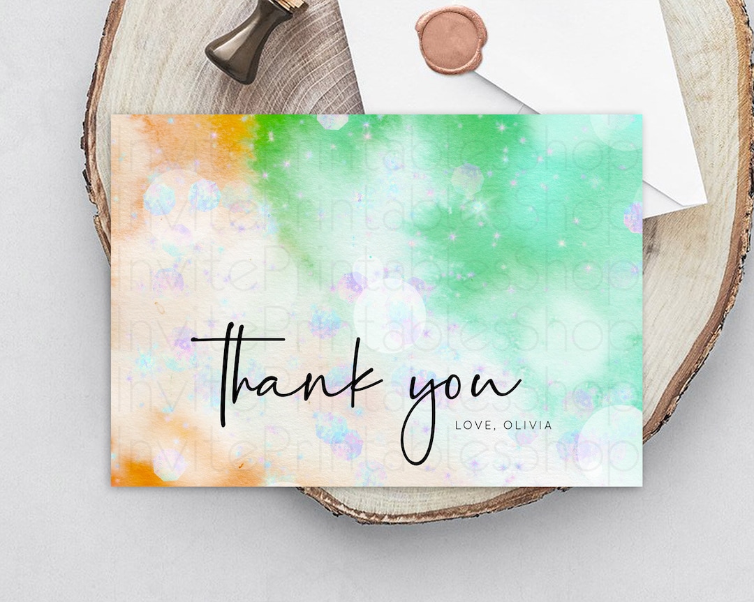 Pastel Thank You Rainbow Thank You Card Colorful Pastel Birthday Thank ...