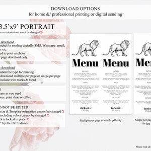 Lion Menu Lion Menu Template Lion Party Table Decor Safari Adventure ...