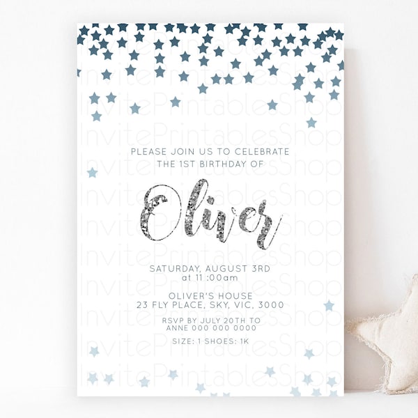 Rainbow Star Birthday Invitation - Etsy