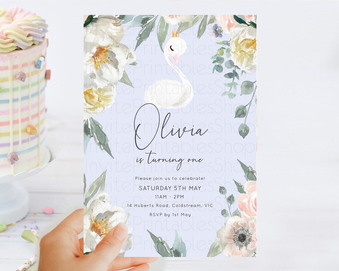 Swan Birthday Invitation Swan Princess Ballet Invitation Enchanted ...