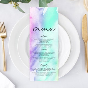 Pastel Menu Pastel Rainbow Menu Template Colorful Pastel Table Decor ...
